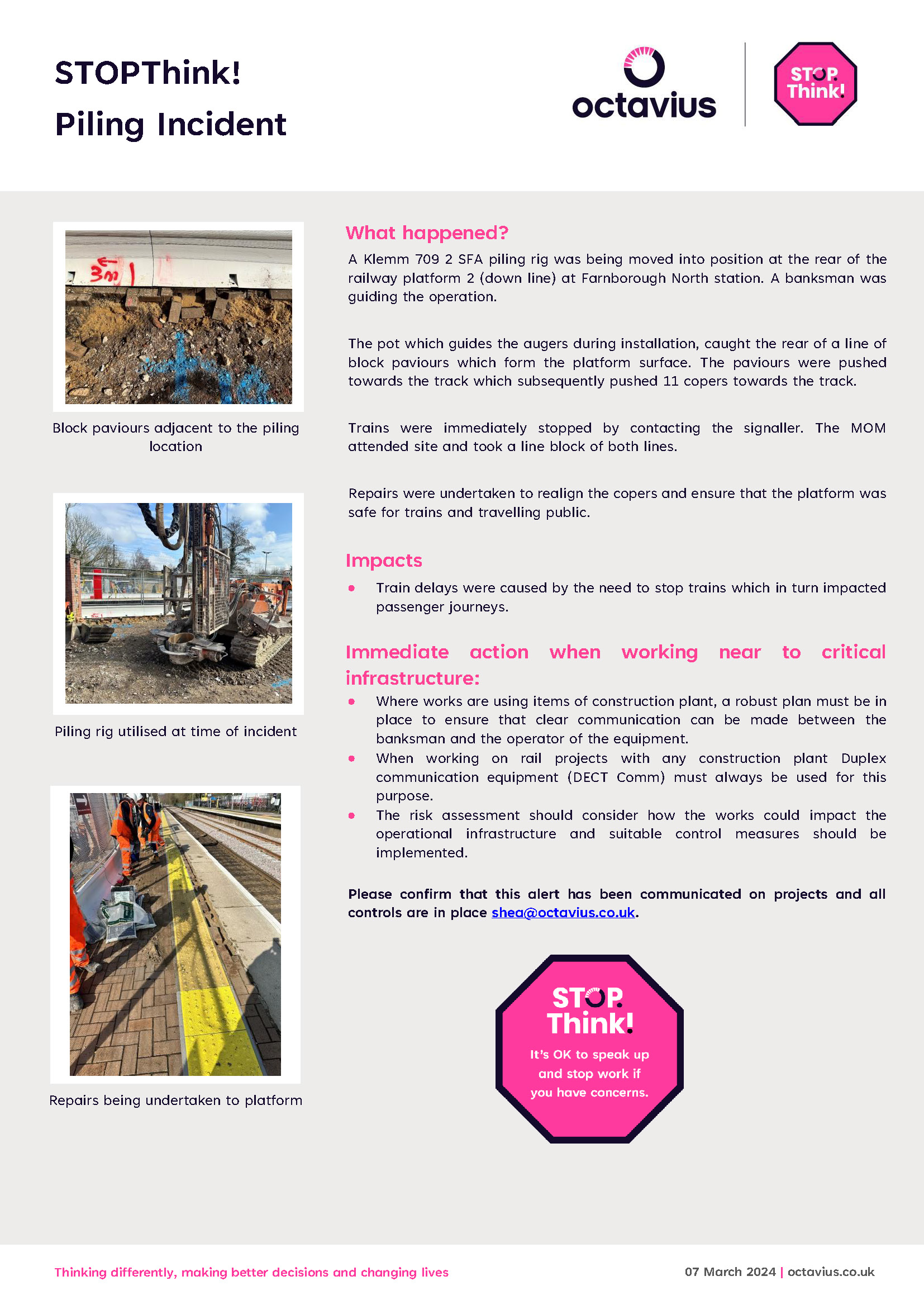 Piling incident - StopThink!